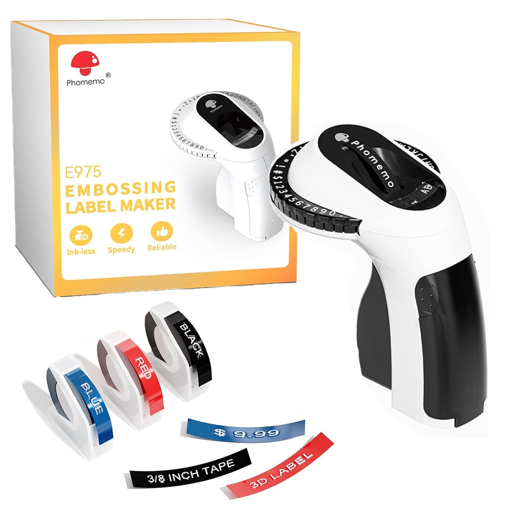 Phomemo 3D Embossing Label Maker E975 Portable Manual Labeling Machine ...