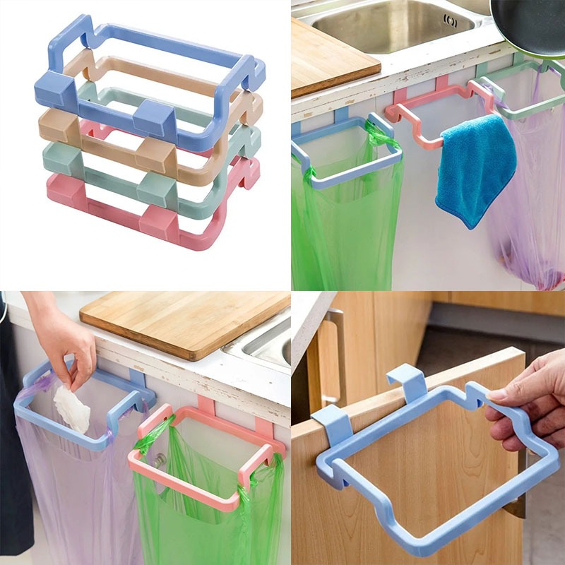 Door-back Garbage Trash Bag Bracket Portable Waste Hanging Bags Rack ...