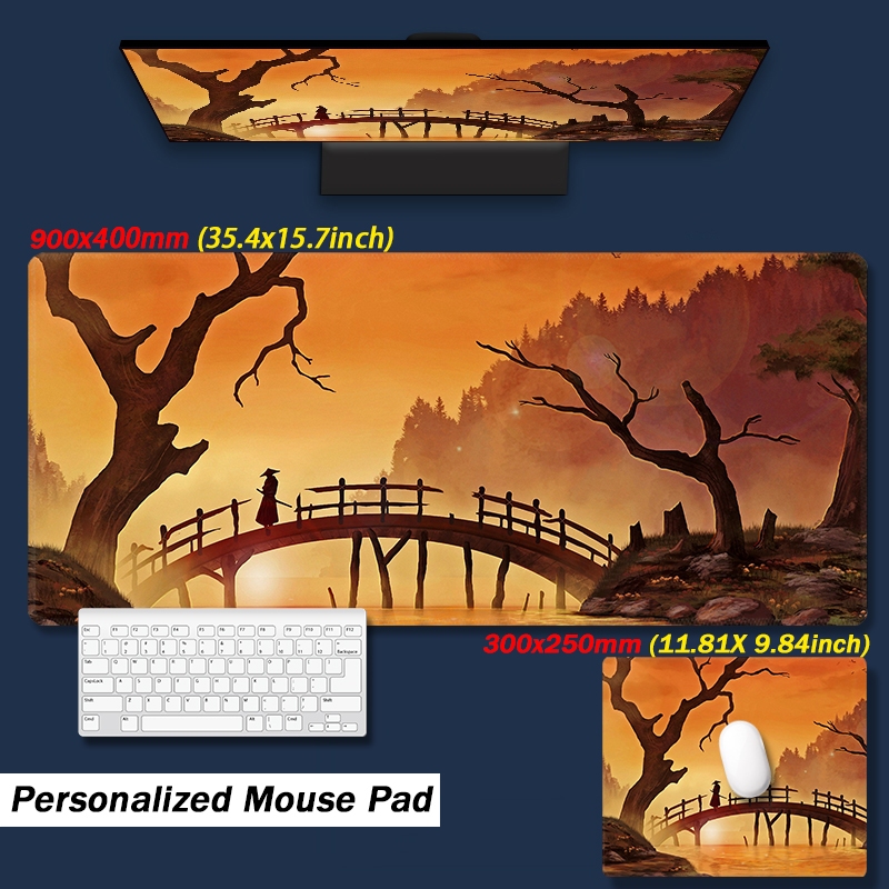 Samurai at Sunset Mouse pad | Extended Gaming Mousepad | Waterproof Non ...