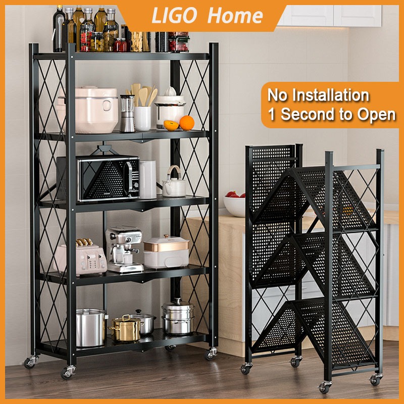LiGO 3 Tier/4 Tier/5 Tier Foldable Storage Rack Organizer Home Storage ...