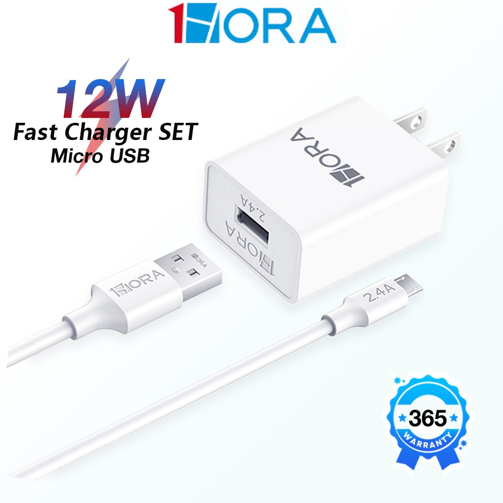 1HORA 2.4A Fast Charger for Android Micro USB 12W Fast Charging Set ...