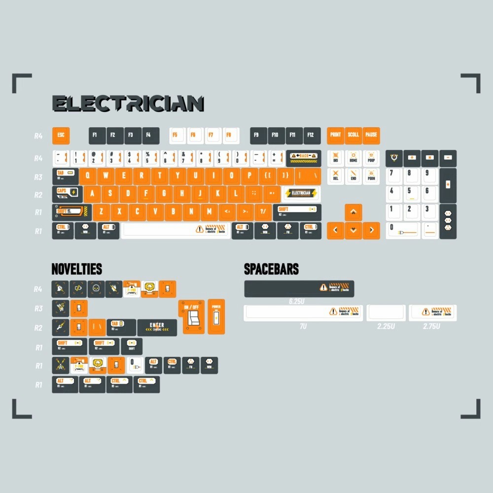 140 Keys Electrician Mecha Theme Keycaps Cherry Profile PBT Dye ...