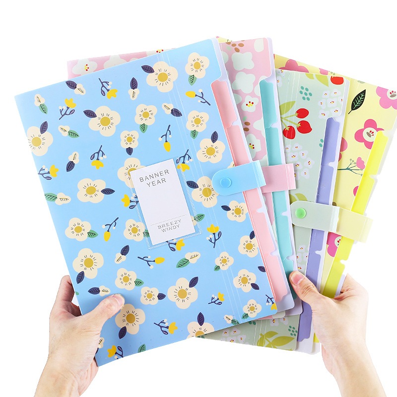 6 Pocket Expanding File Folders Kawaii Floral A4 File Document Paper ...