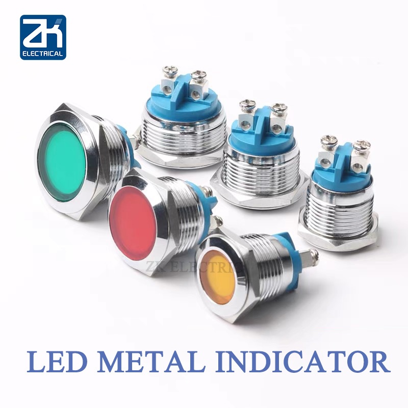 Metal indicator light 16mm/19mm/22mm LED screw pin power signal light 6V 24V 220V | Shopee ...