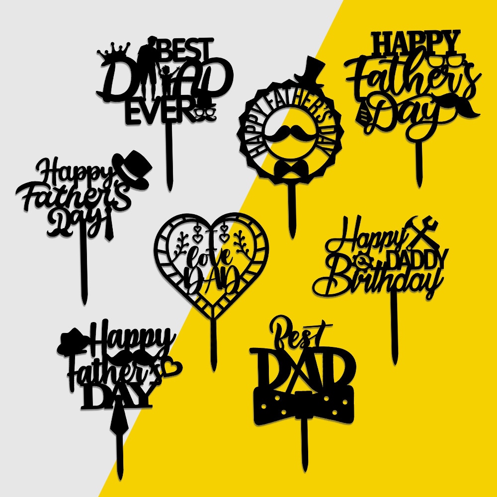 10 Pieces Happy Father's Day Cake Topper, Best Dad Ever Acrylic Cake ...