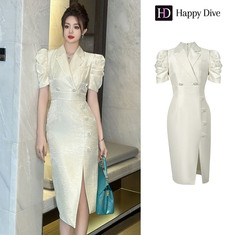Happy Diva Women's Formal Occasion Suit Puff Sleeve Dresses(Apricot) 50758 | Shopee Philippines