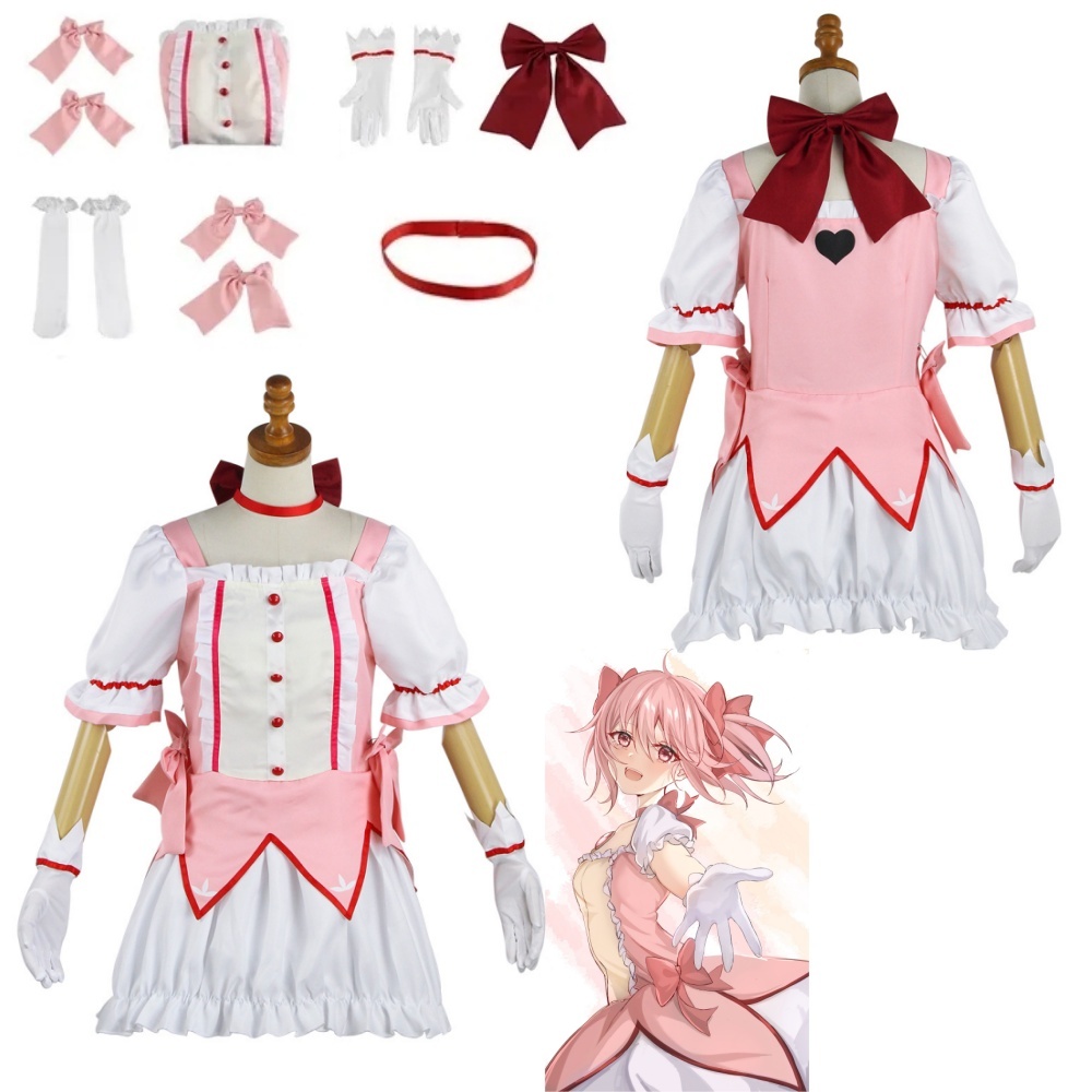 Anime Magical Girl Kaname Madoka Cosplay Costume Dress Wig Outfits for ...