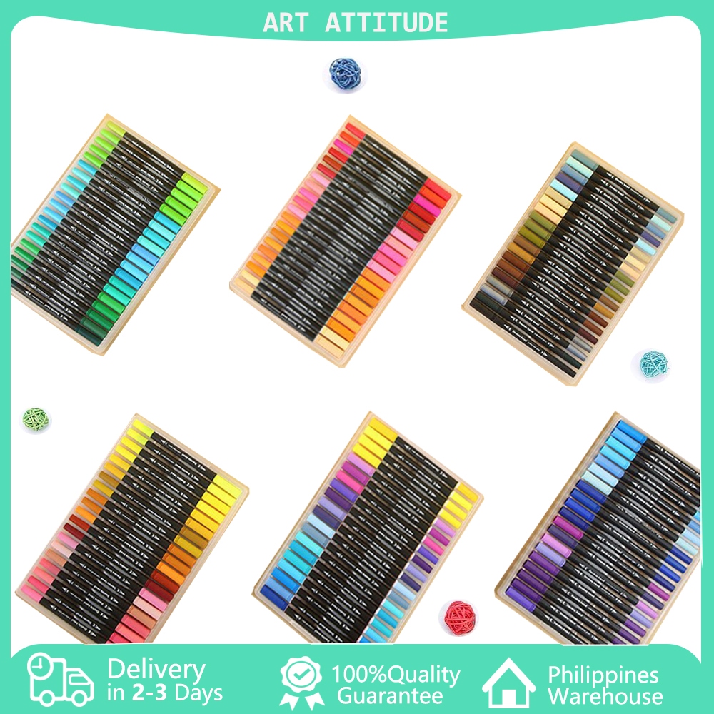 12/24/36/48/60/80/100/120 Colors Dual Tip Highlighter Painting ...