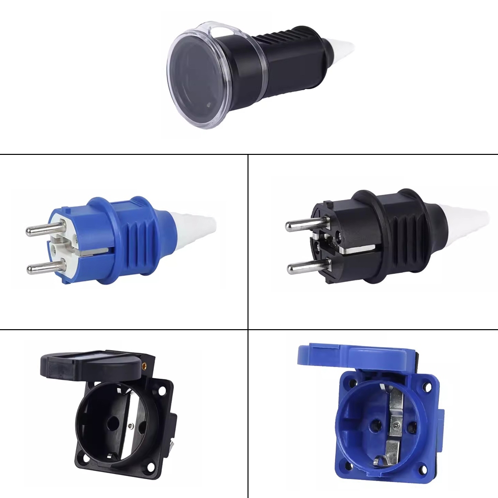 New Hight Eu European Waterproof Ip54 2pin Electric Power 16a Male Plug Female Schuko Rewireable