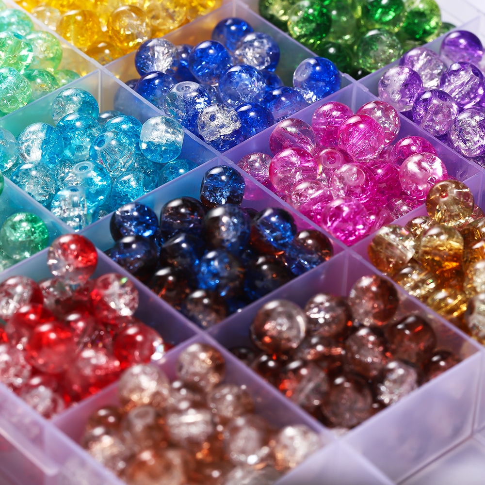 St Kunkka 50 105pcs Glass Beads Single Two Color Burst Flower Crack Beads For Diy Beading