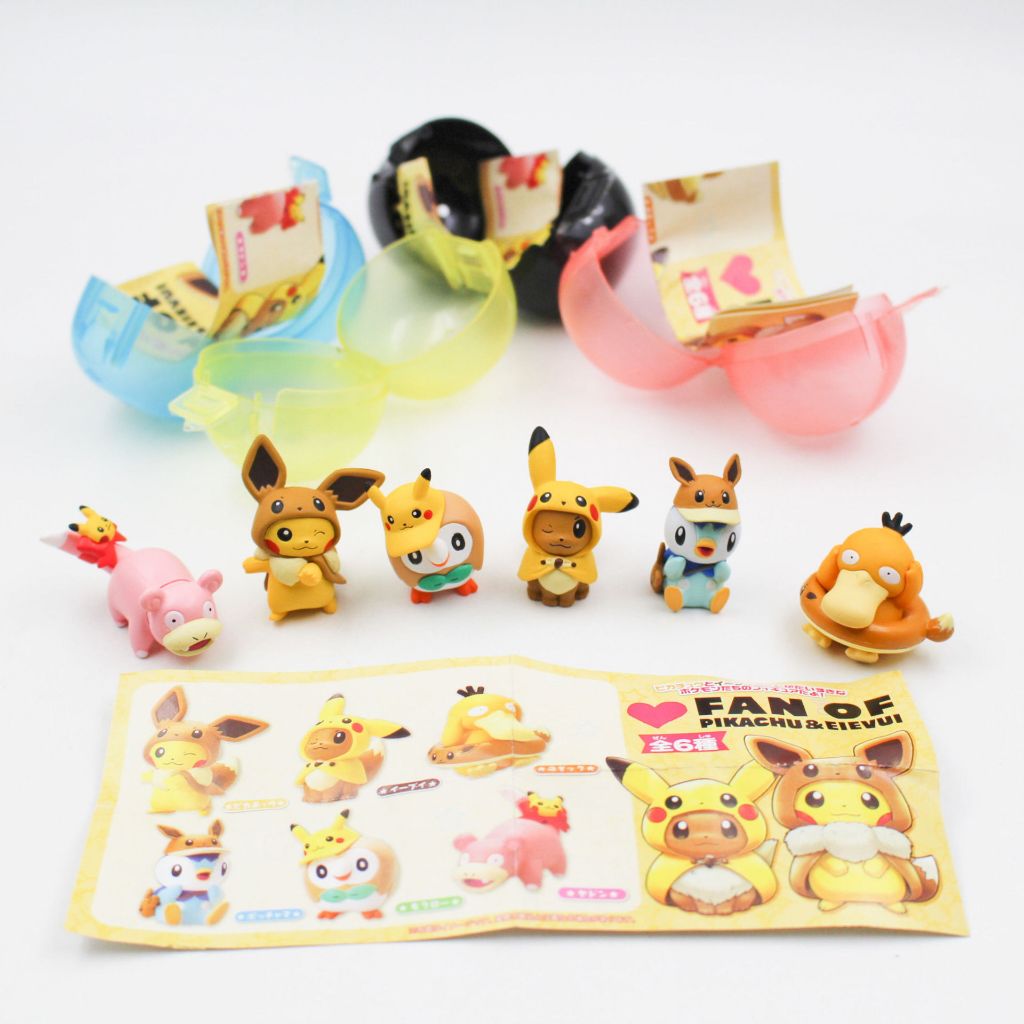 6Pcs/Set Pokemon Anime Figure Pikachu Rowlet Psyduck Slowpoke Eevee ...