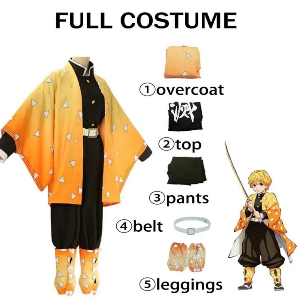 Agatsuma Zenitsu Cosplay Costume Demon Slayer Cosplay Anime outfit ...