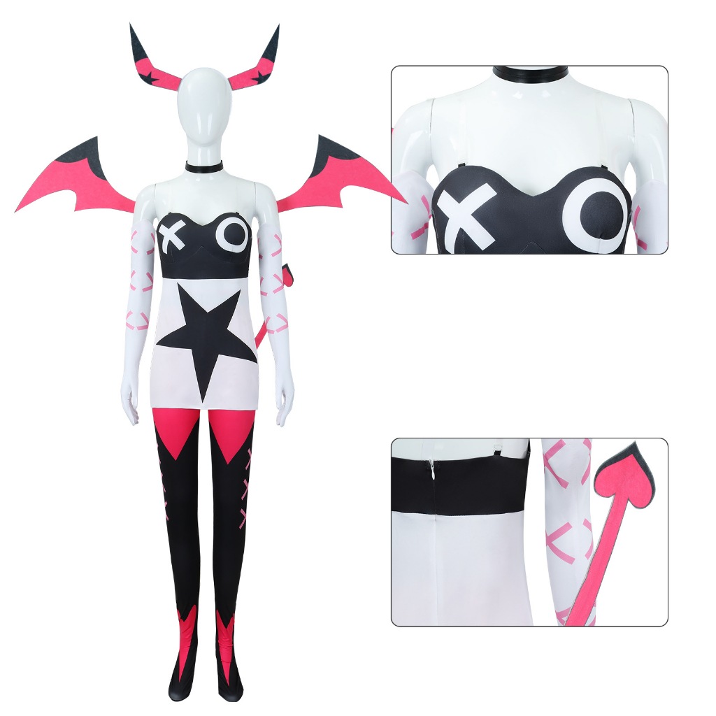 【Ready Stock】Hazbin Hotel Cos Verosika Cosplay Costume Succubus Demon Women Halloween Costumes ...