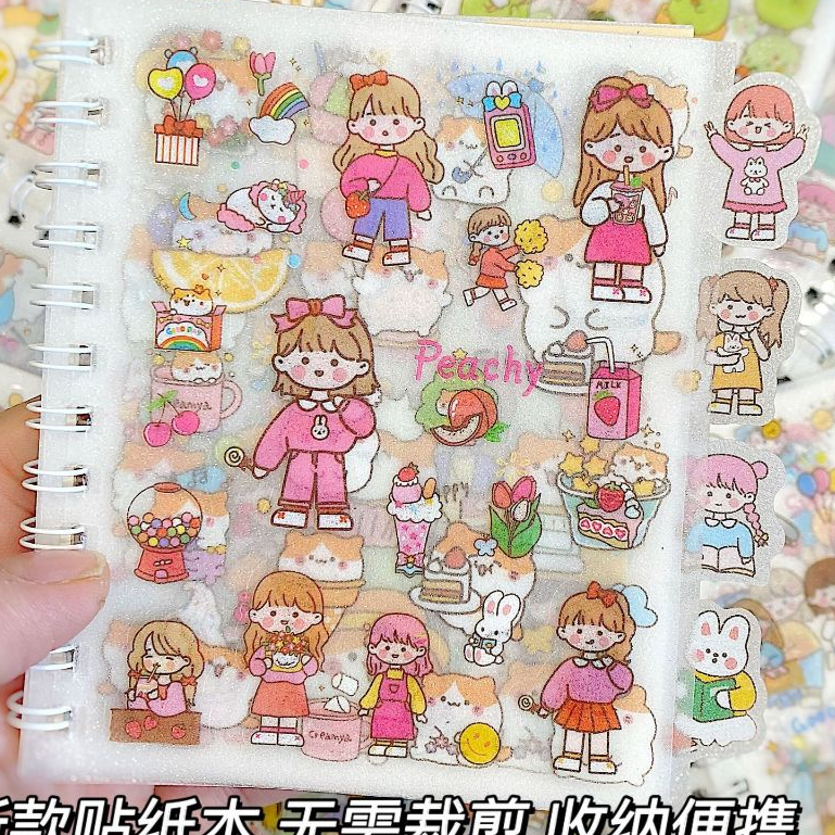Cute Cartoon Stickers Waterproof Kawaii Handbook DIY Sticker Book Kids ...