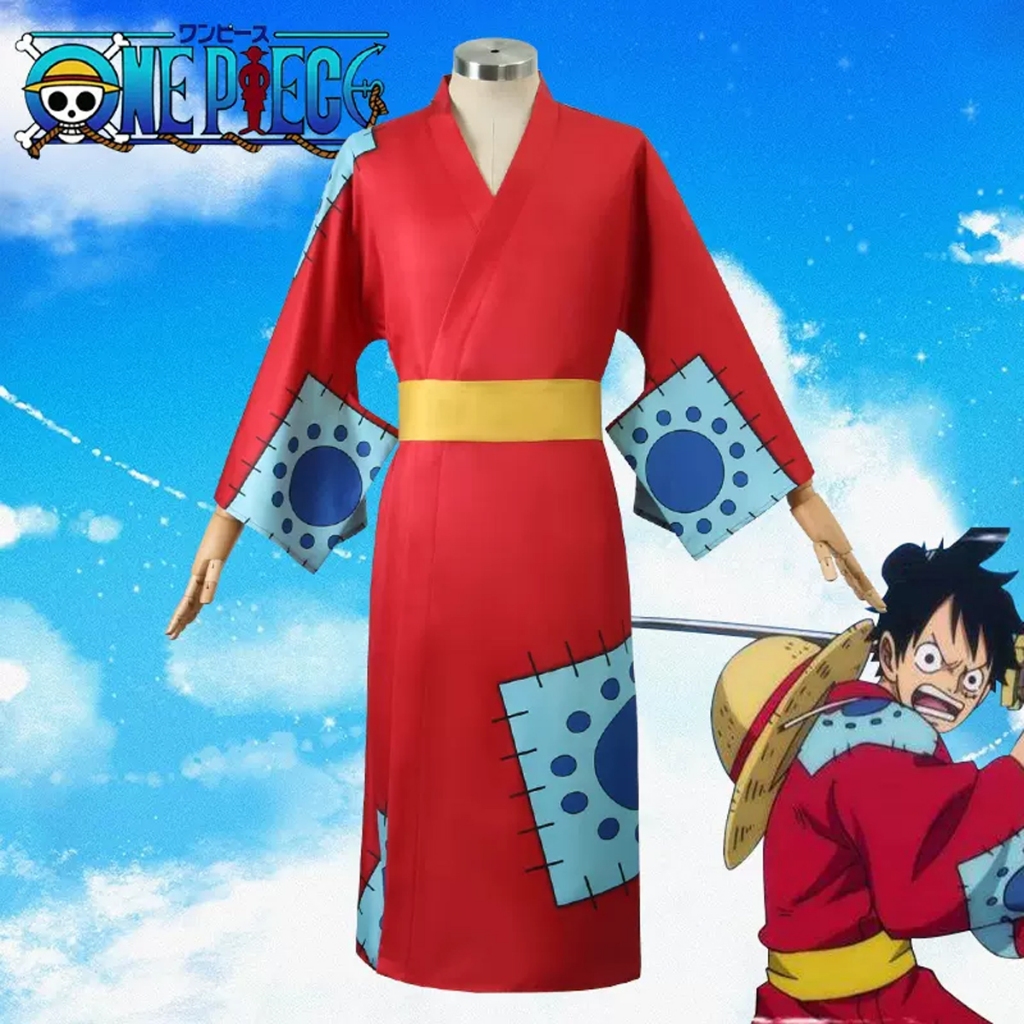 Anime Luffy Cosplay Costume Wano Country Monkey D. Luffy Cosplay Kimono ...