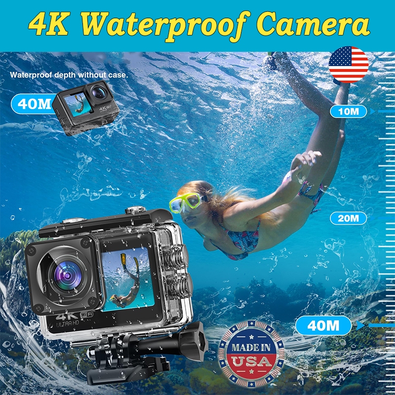 Water resistant to a depth of 40 meters Original 4K Sports Camera ...