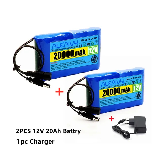 Aleaivy 12V 20000mah portable super rechargeable lithium-ion battery pack, DC 12.6V 20Ah camera ...