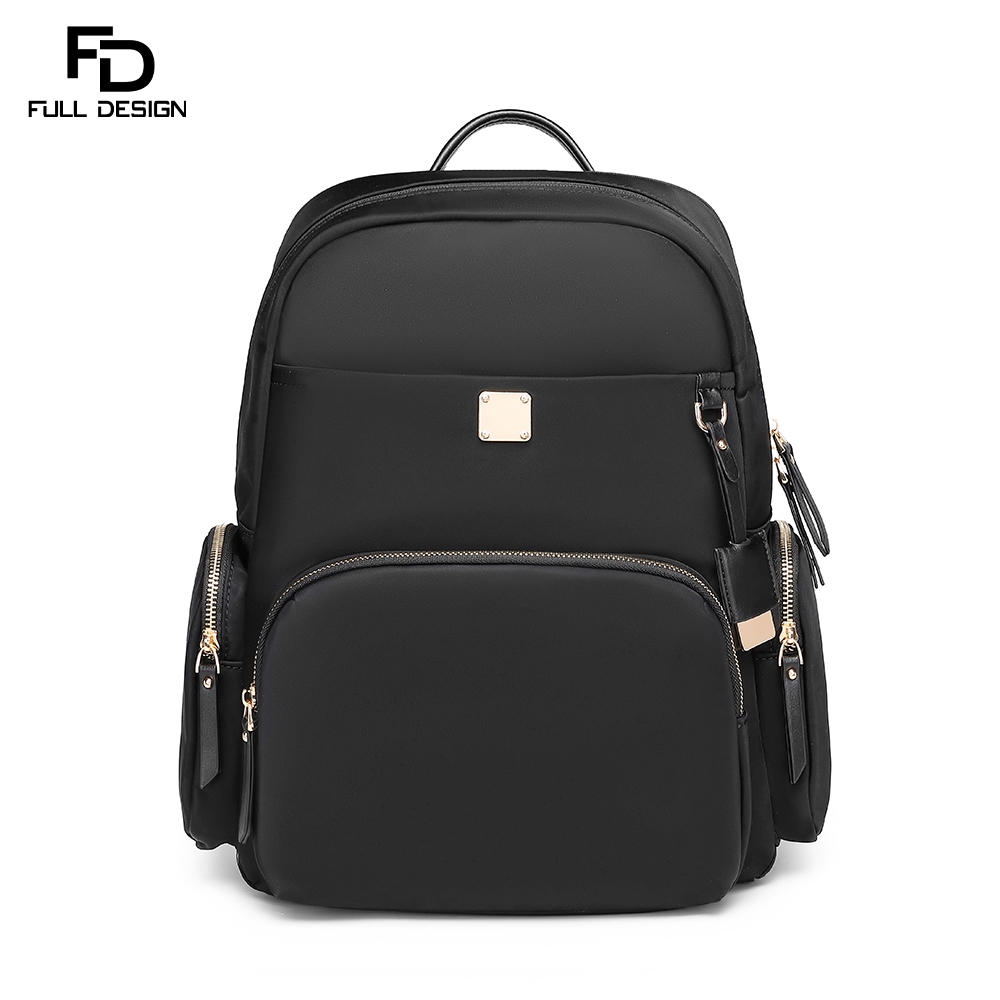 FULL DESIGN Clara Waterproof Nylon Laptop Backpack 14 Inch Large School ...
