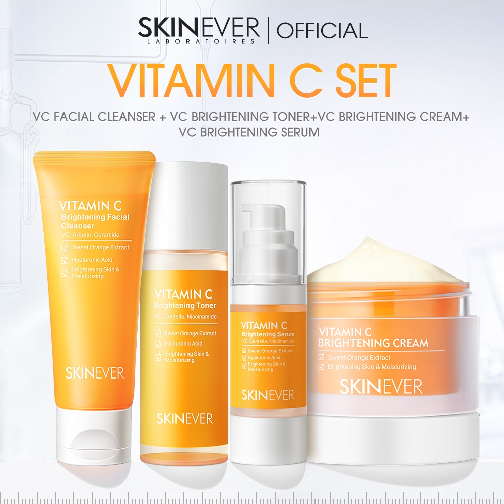 SKINEVER Vitamin C Set Whitening Facial Cleanser Moisturizing Toner ...