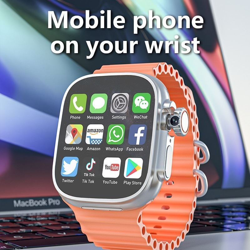 2025 New AMOLED 4G SIM Ultra 2 smartwatch rotating camera pull-down ...