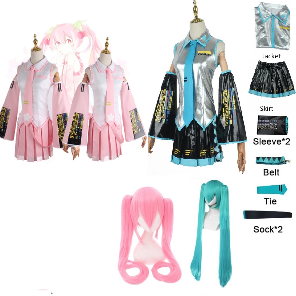 Anime Vocaloid Miku Cosplay Costume Wig Dress Beginner Future Kawaii ...