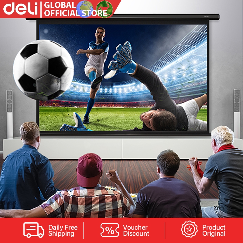 Deli 4K Projector Screen Electric Remote Control 16:10 Screen 100 Inch ...