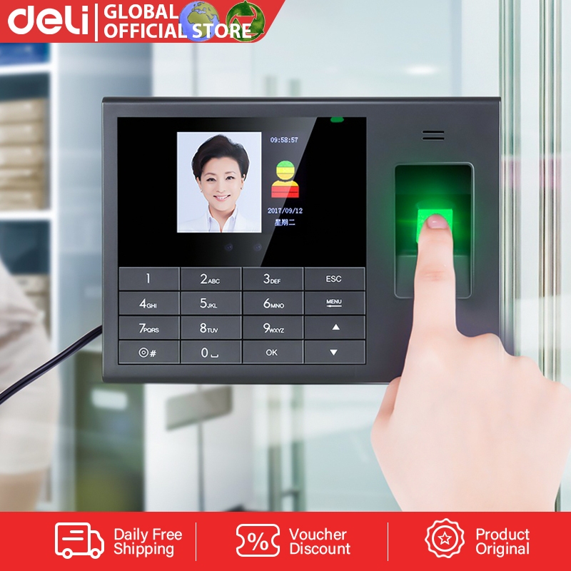 Deli E3765 Biometrics Scanner Attendance 2.8'TFT Fingerprint Face Recognition Attendance Machine ...