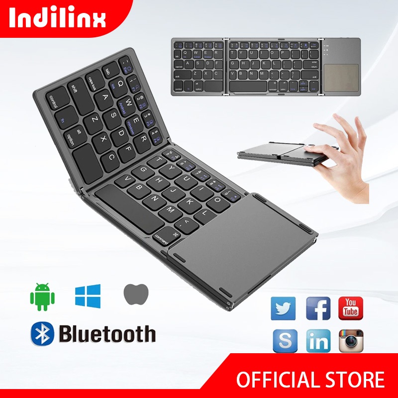 Mini Folding Keyboard Bluetooth Wireless Portable Universal Foldable ...