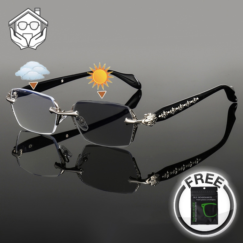 Photochromic Anti Radiation Glasses For Women Men Rimless Transition ...
