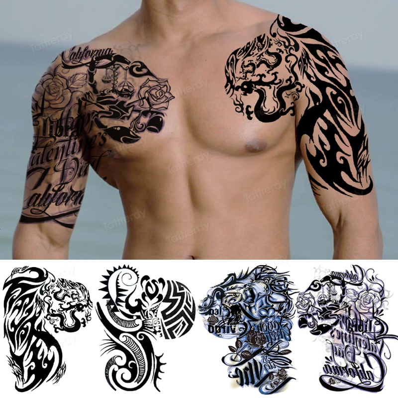 Chest Arm Shoulder Tattoo Sticker Waterproof Big Large Size Body Art ...