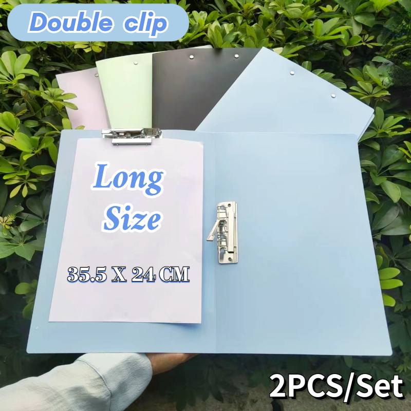 2PCS/Set Long Clipboard With Waterproof Cover Metal Clip File Folder ...