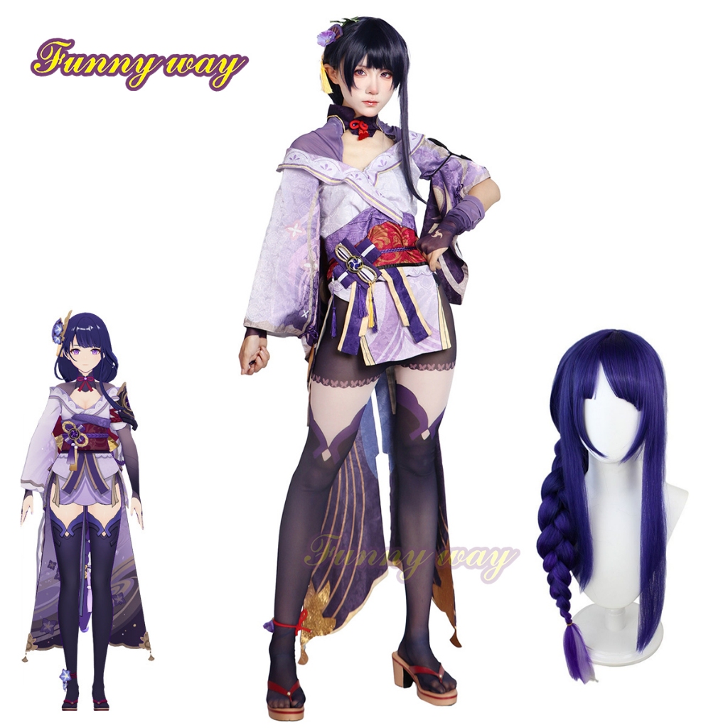Raiden Shogun Cosplay Costume Genshin Impact Uniform Jacquard Anime ...