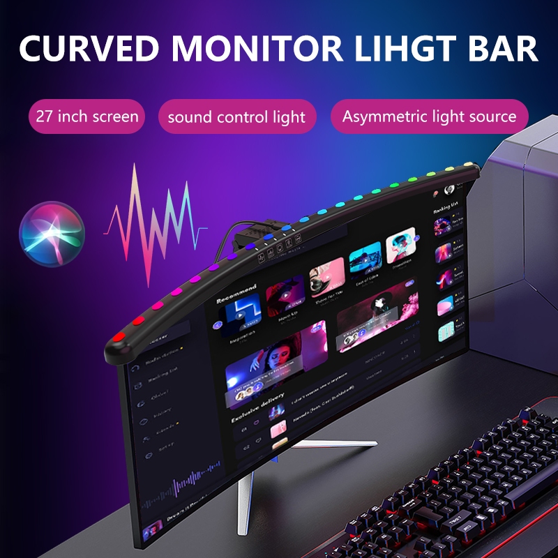 Curved screen RGB Led Monitor Light Computer Curved Light Bar Screen ...