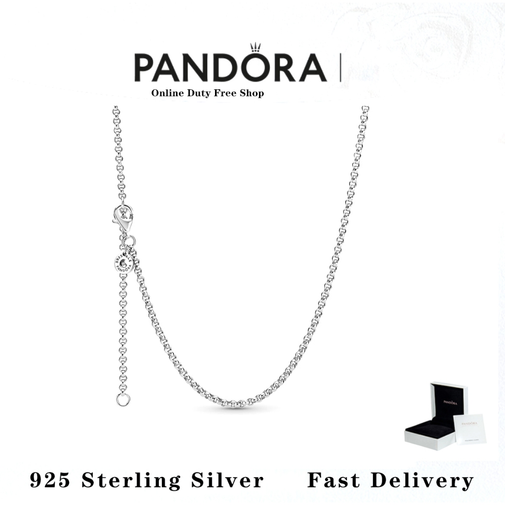 S925 Sterling Silver Pandora Rolo Chain Necklace Necklace Adjustable ...