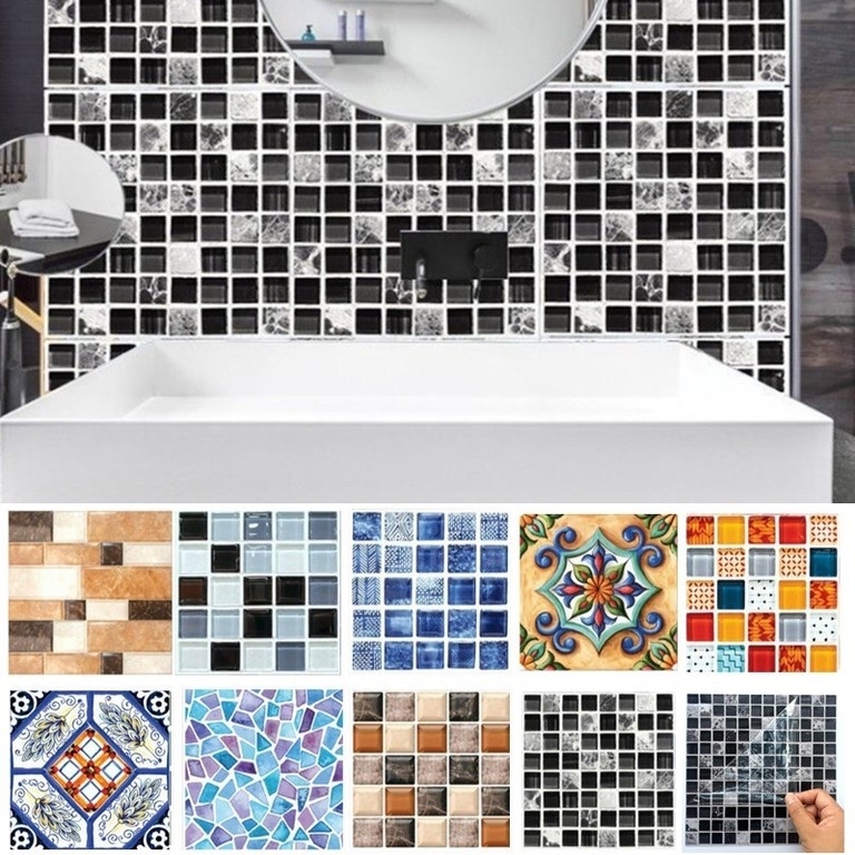 3D mosaic stickers are self-adhesive and used to stick wall decorations ...