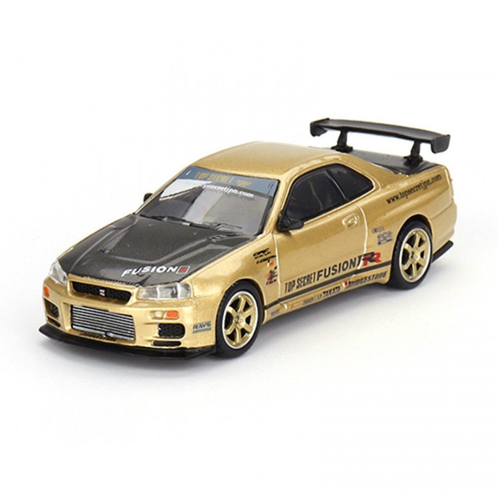 Mini GT MGT00676-R 676 1/64 NISSAN SKYLINE GT-R R34 TOP SECRET GOLD ...