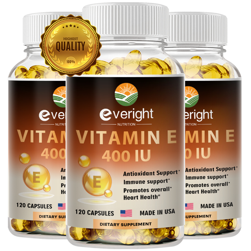 400 IU Vitamin E Capsules for Antioxidant Anti-aging Glowing Skin Hair ...