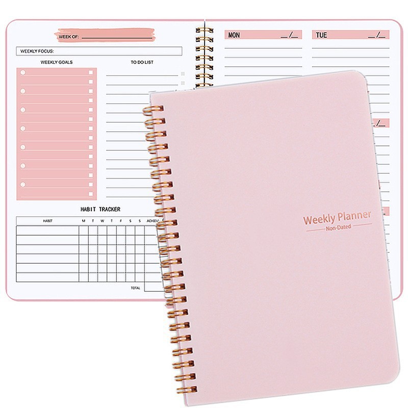 Weekly Planner Full English Self-Filled Schedule A5 Daily Plan Coil ...