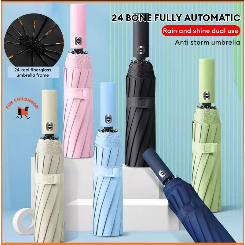 FUNC 24 Ribs Umbrella Folding Automatic Windproof Large Anti-UV ...