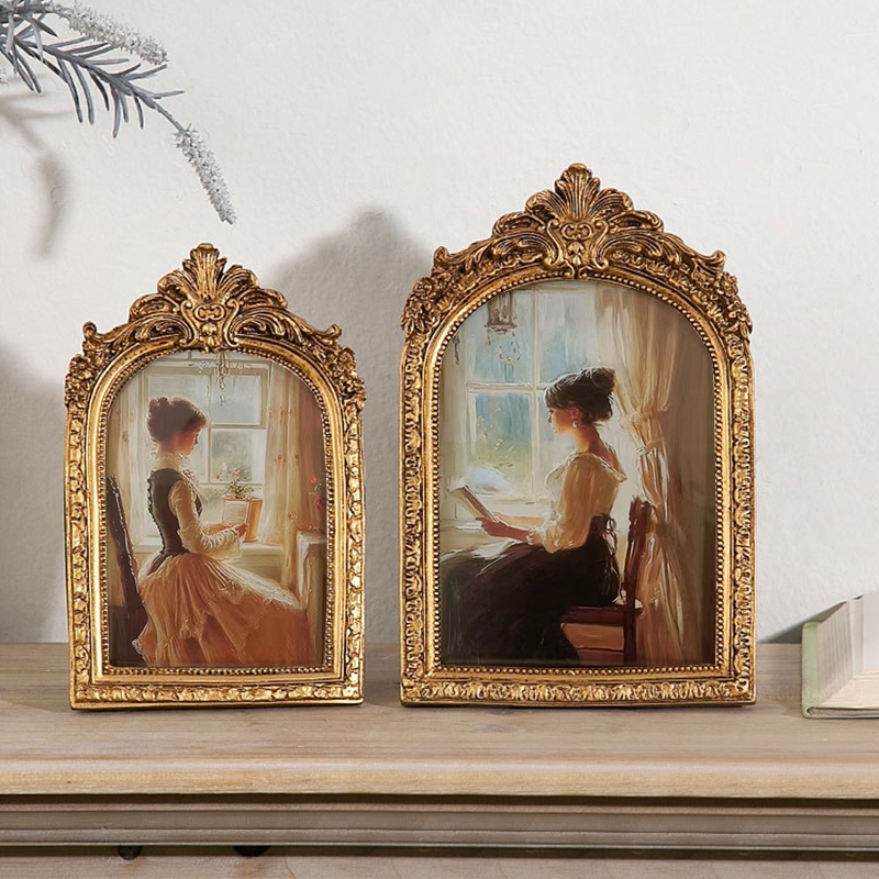European Photo Frame Relief Picture Retro Vintage Arch Shaped Hanging ...