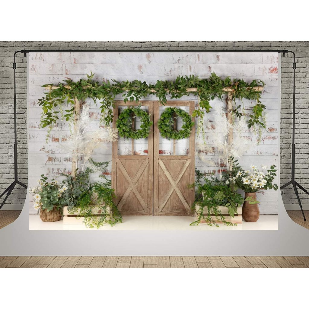 Spring Green Grass Photography Backdrops 7x5ft White Brick Wall ...