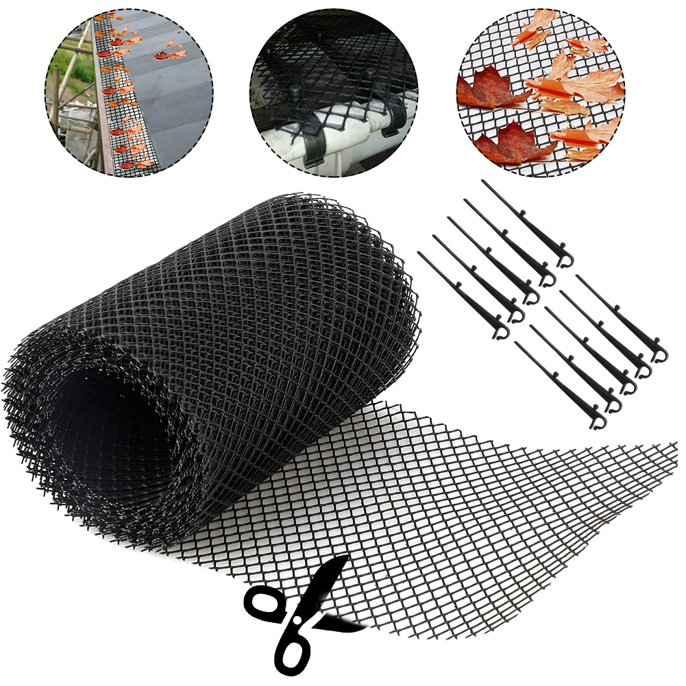 1 Roll Adjustable Roof Anti Clogging Mesh Cover Gutter Guard Filters ...