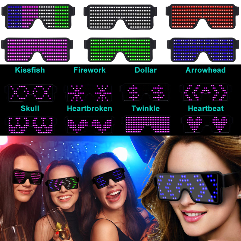 Dynamic LED Glowing Glasses USB Rechargeable LED Light Up Glasses with ...