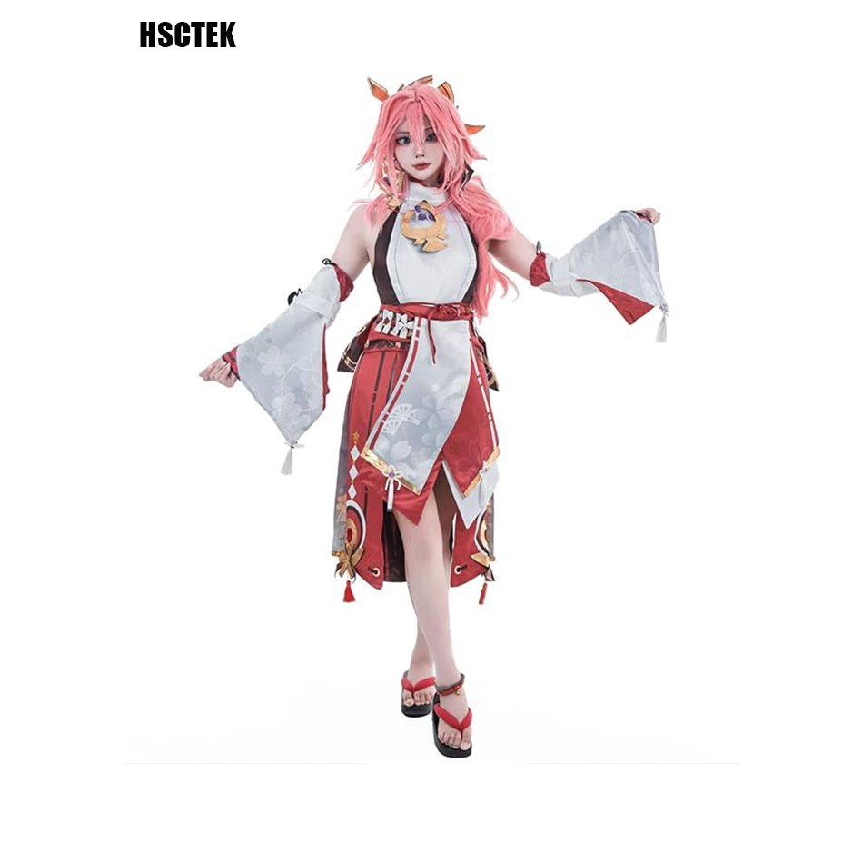 Hsctek Game Genshin Impact Yae Miko Cosplay Costume Full Set Halloween ...