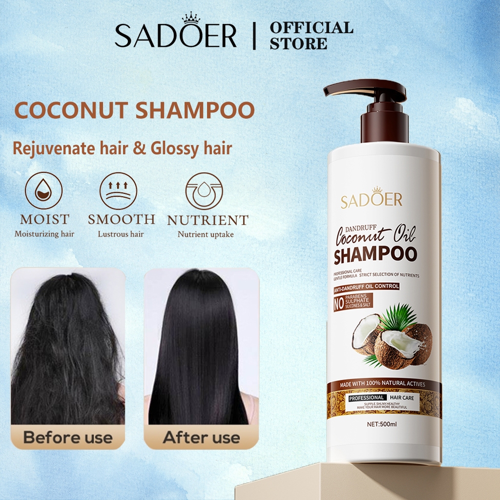 SADOER Coconut Oil Shampoo Deep Cleaning Anti-Dandruff Repair Damage Hair Dry Hair Care ...