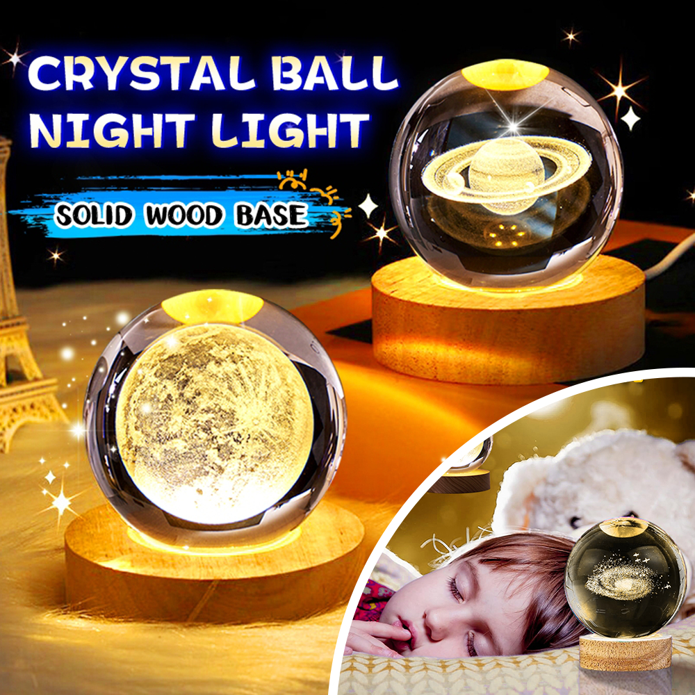 3D Starry LED Night Lights, Moon, Milky Way, Solar System, Crystal Ball ...