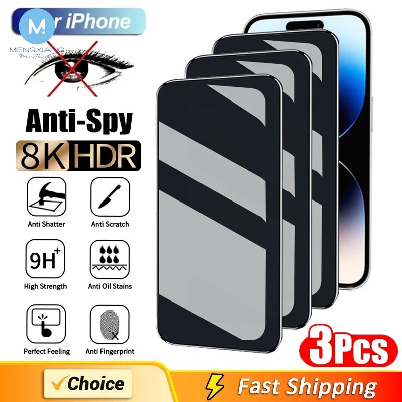 1-3Pcs Anti-Spy Privacy Tempered Glass For iPhone 16 15 14 13 12 11 Pro Promax X XS XR MAX SE 8 ...