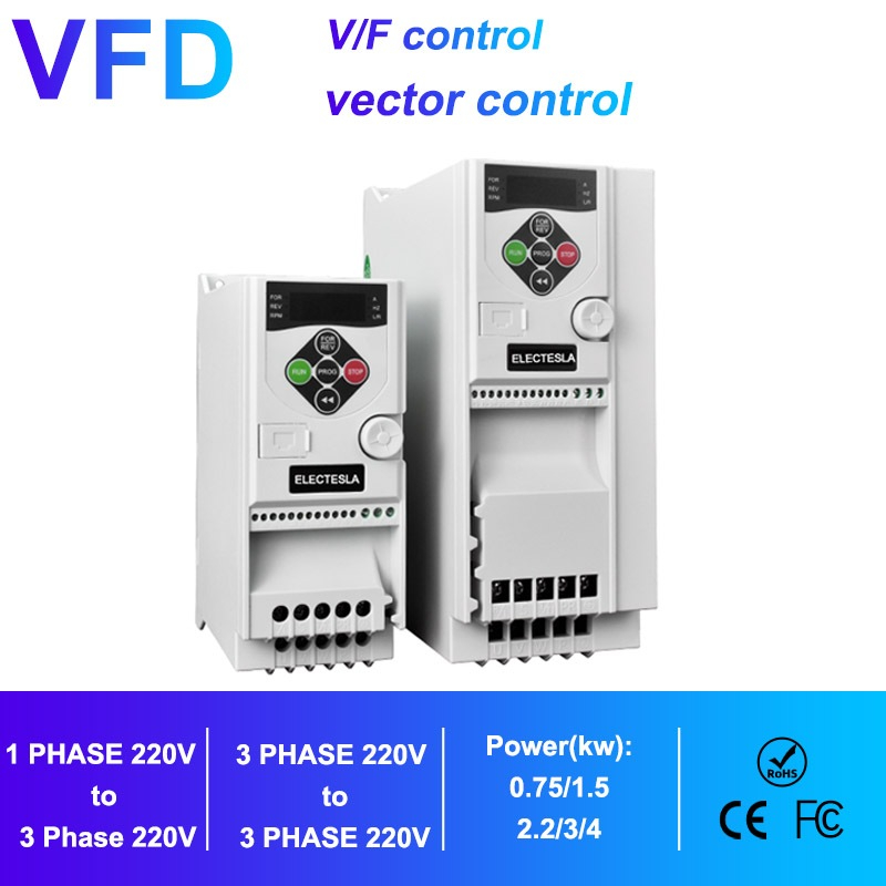 220V 0.75KW/1.5KW/2.2KW 1HP/2HP/3HP Economical Mini VFD Variable Frequency Drive Converter for ...