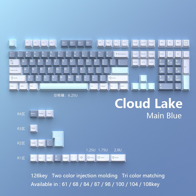 -LW- Cloud Lake PBT Material CHERRY Profile 125 Keys Mechanical ...