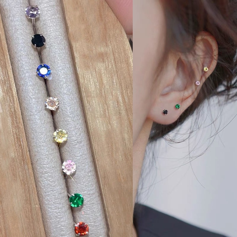 S925 Sterling Silver Ear Bone Nails Earrings Buckle Earrings Screw ...